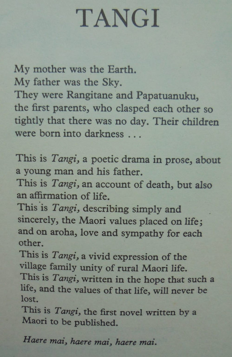 Tangi. By Witi Ihimaera – Phoenix Books NZ