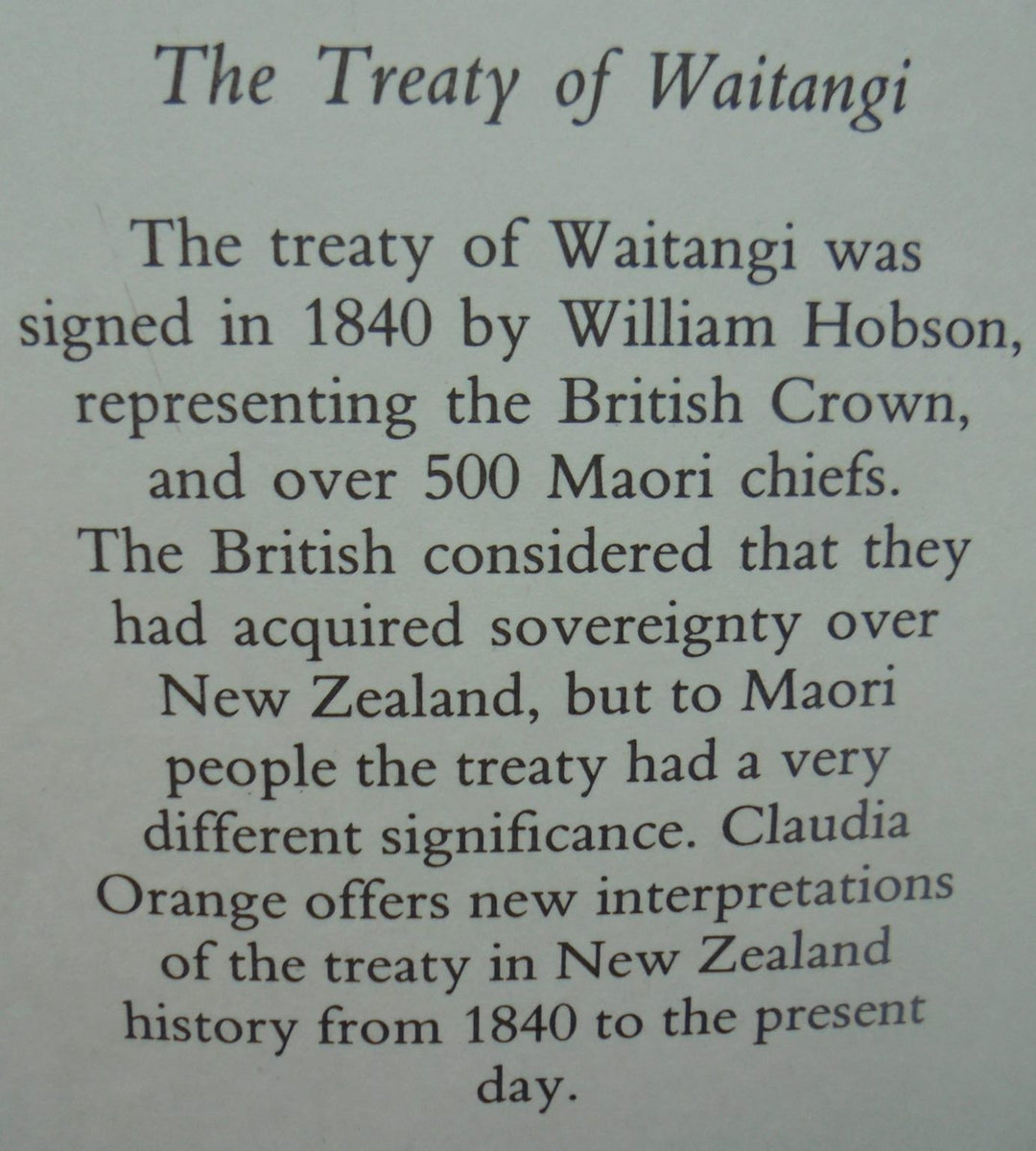 The Treaty of Waitangi By Claudia Orange – Phoenix Books NZ