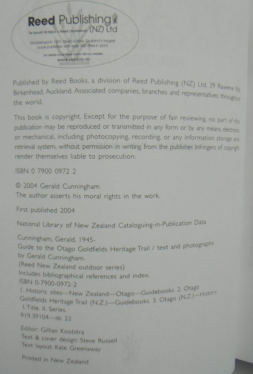 Guide to Otago Goldfields: Heritage Trail. By Gerald Cunningham ...