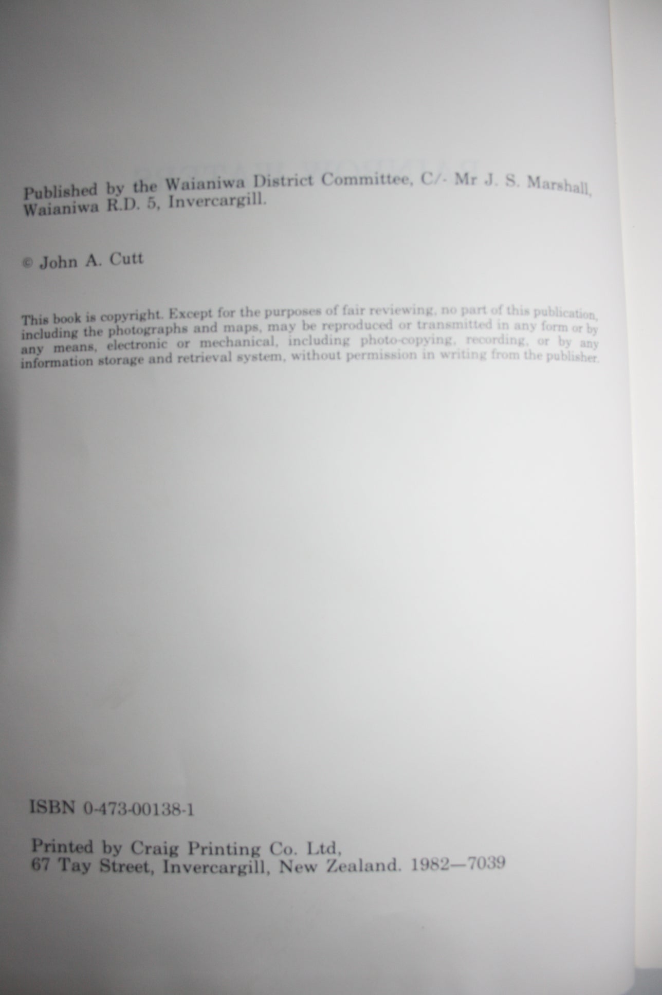 Rainbow Waters. 125 Years Of Settlement In Waianiwa. SIGNED FIRST EDIT ...