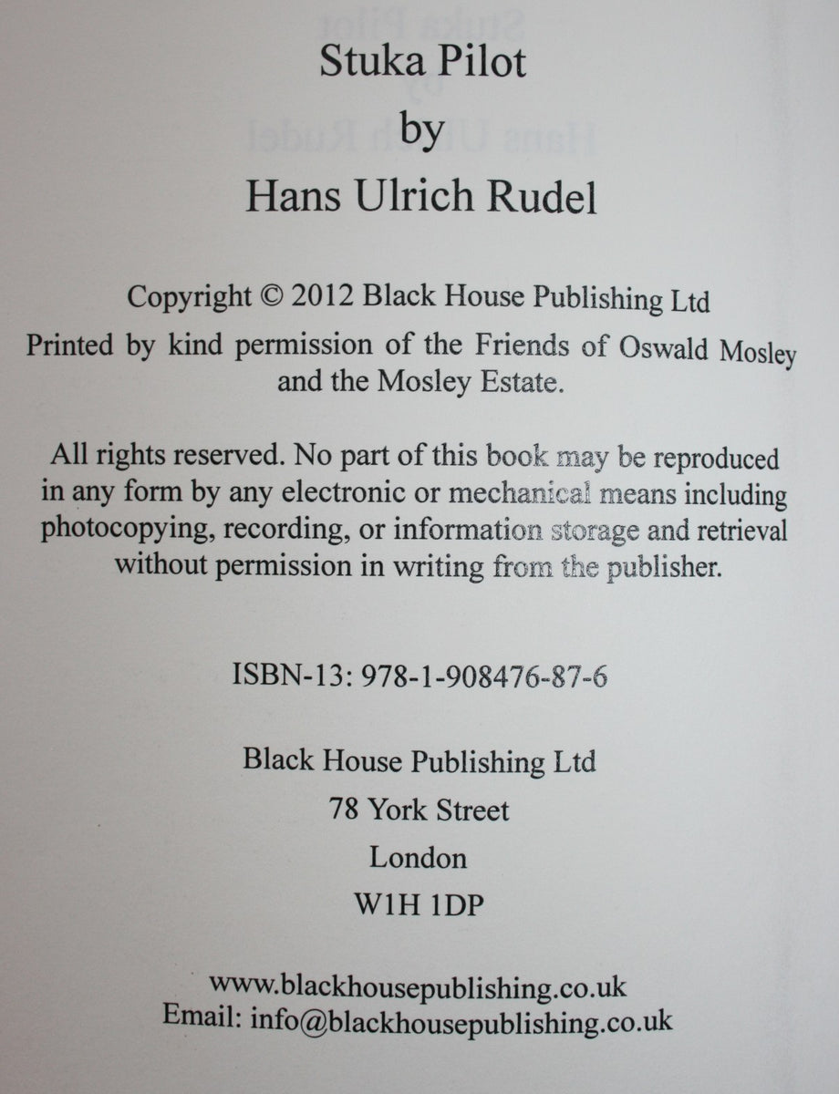 Stuka Pilot By Hans Ulrich Rudel. 2012. (Uncensored Edition). – Phoenix ...