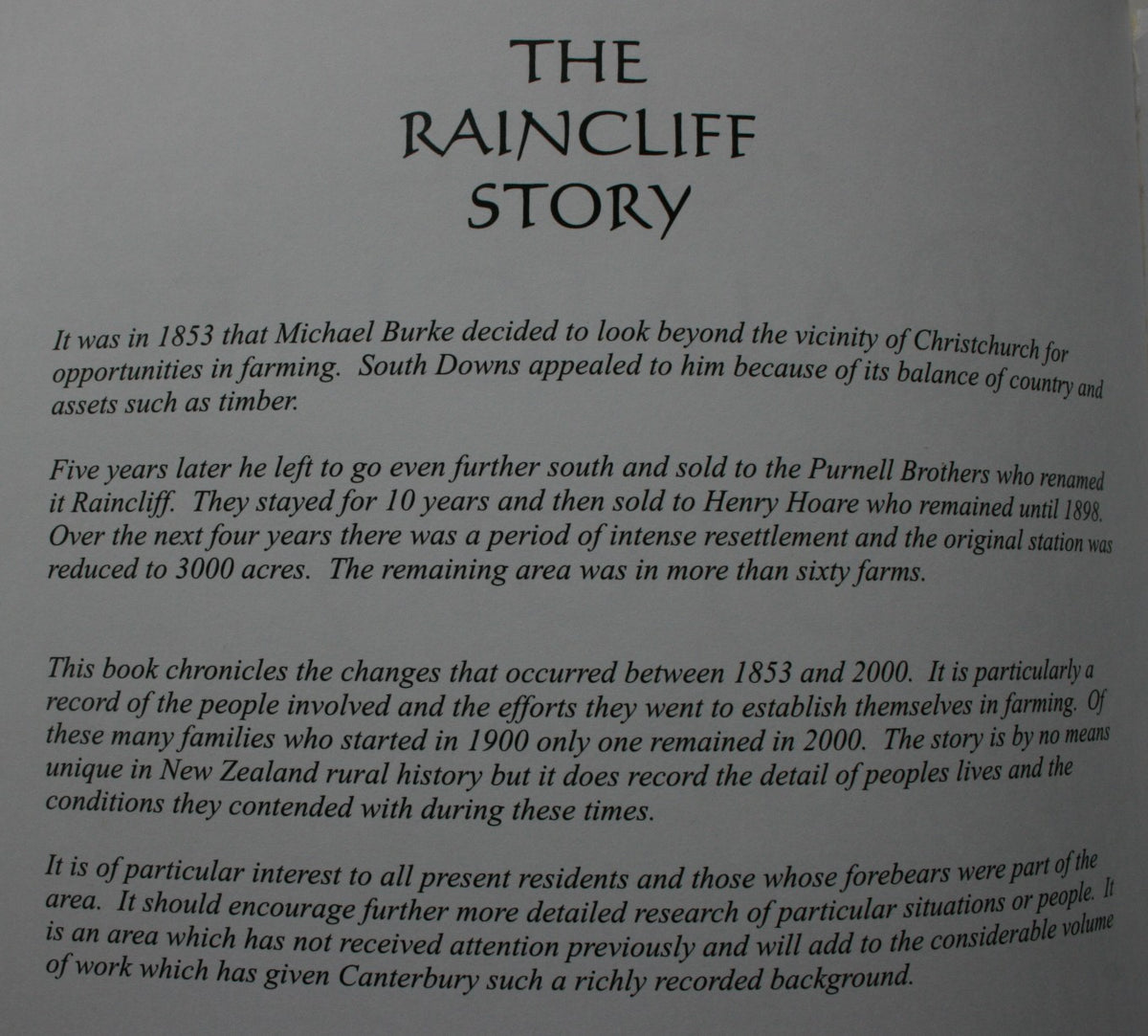 The Raincliff Story. By Edward J Parr and David G Reynolds – Phoenix ...