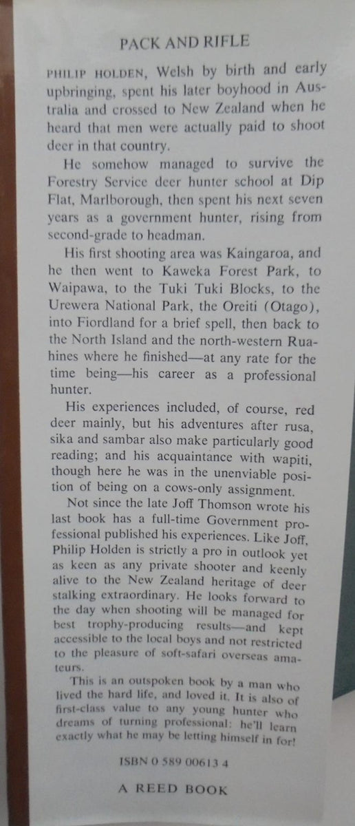 Pack and Rifle (First Edition). By Phlip Holden – Phoenix Books NZ