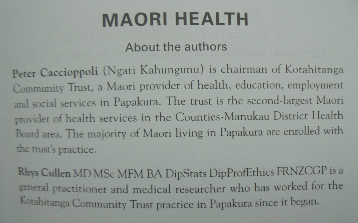 Maori Health. By Caccioppoli, Peter Caccioppoli, Rhys Cullen. – Phoenix ...